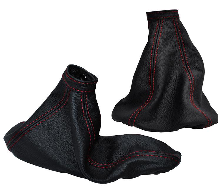 Alfa Romeo 166 (manual) Shift + handbrake boot Red Stitching Leather ...
